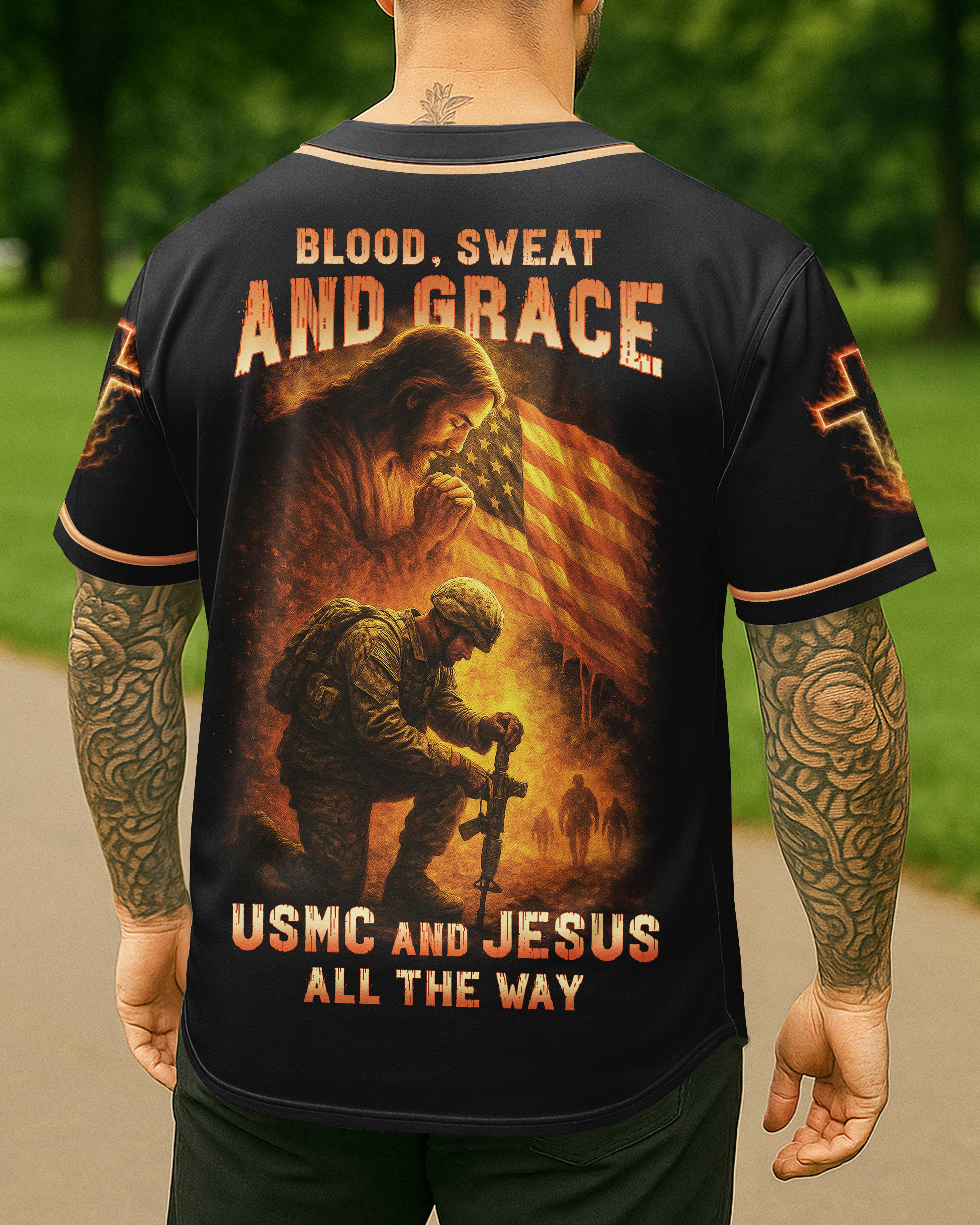 Blood Sweat And Grace All Over Print Jersey – Christcolor